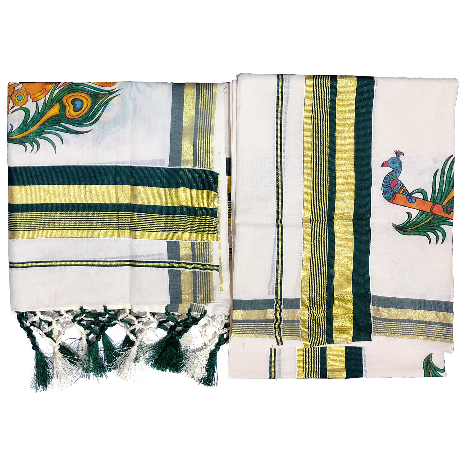 Cotton Set Mund With Mural Prints And Tassles | Regal Wardrobe