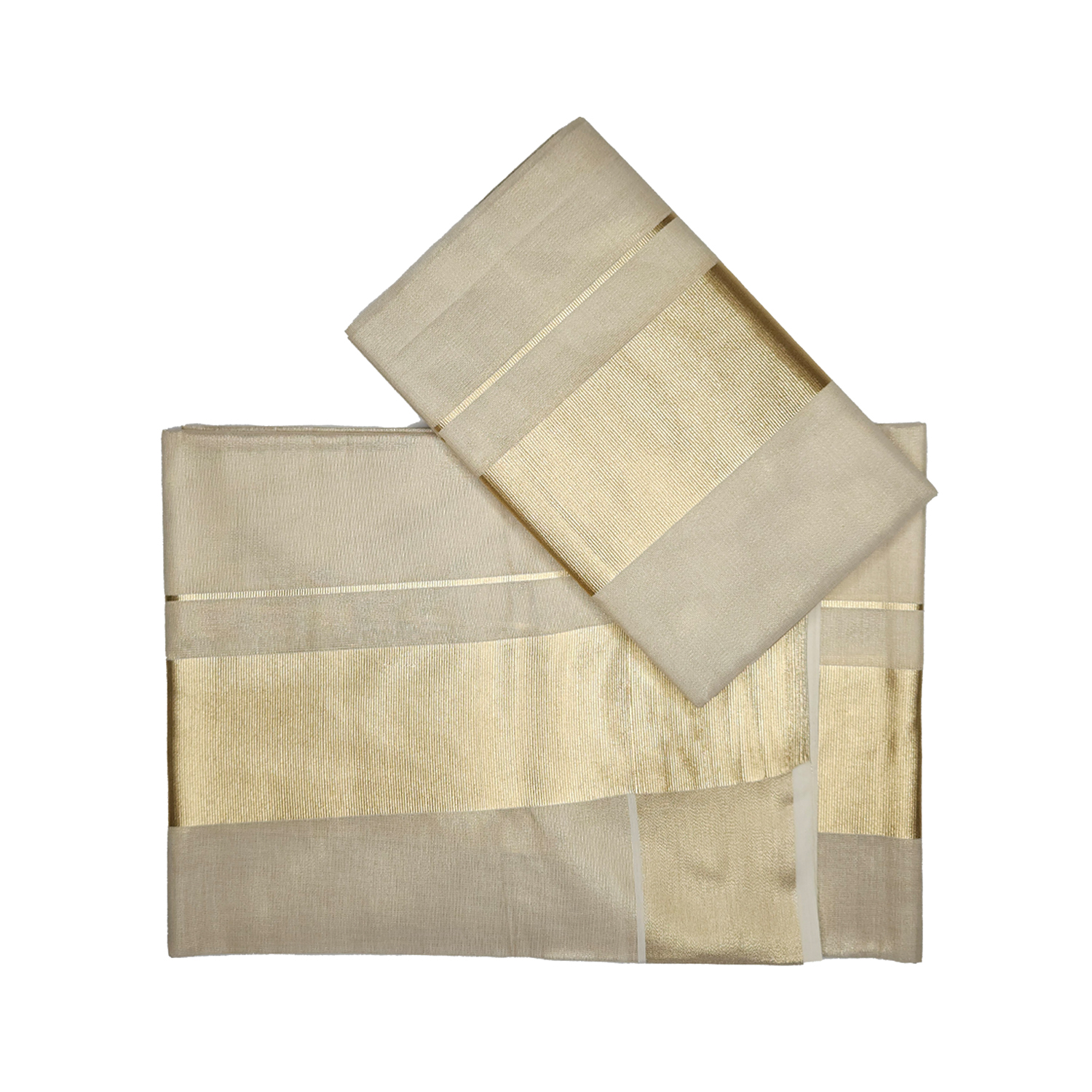 Stunning Antique Golden Tissue 3" Plain Set Mundu | 2.8 Metres | Regal ...